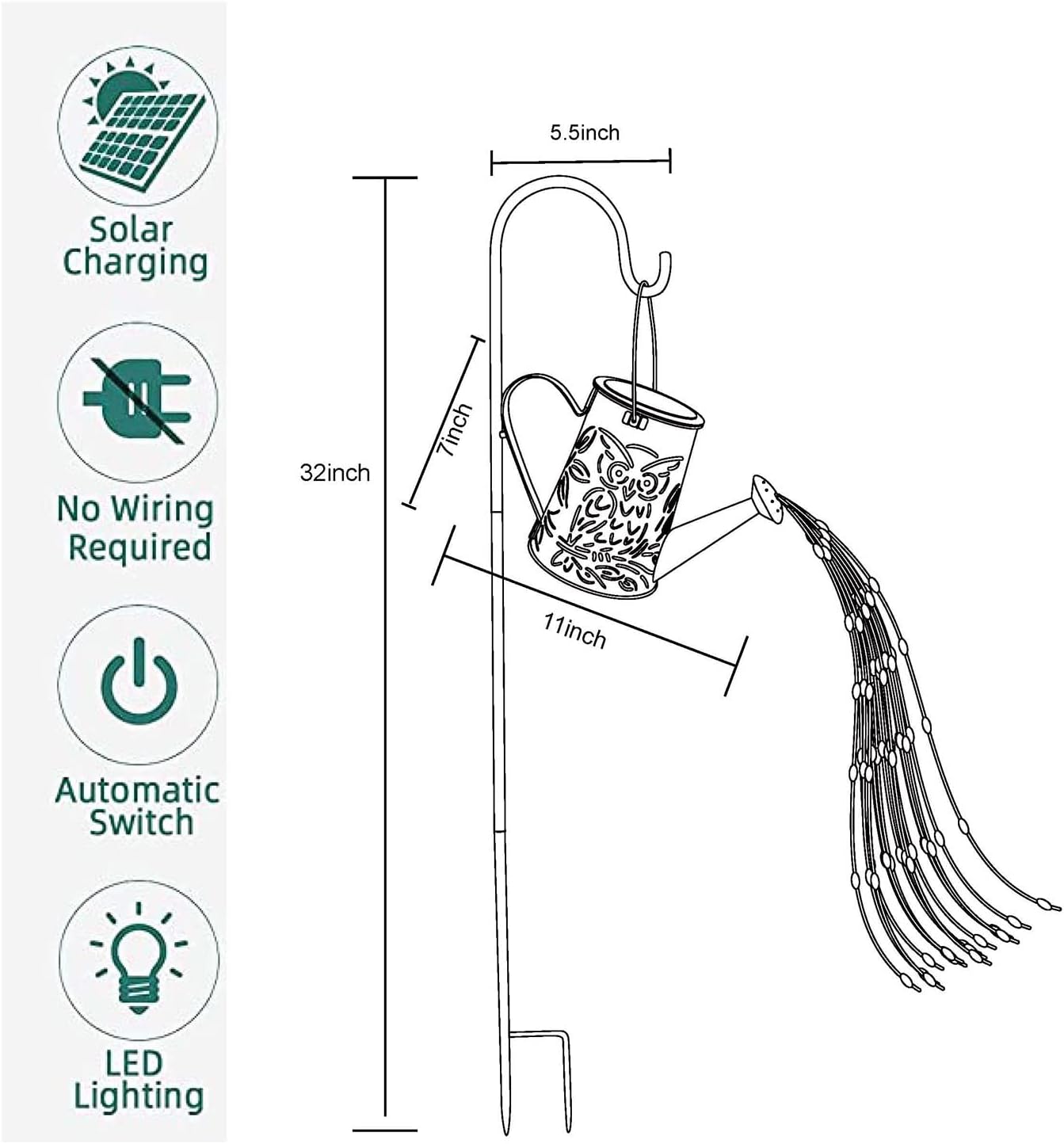 Regadera solar con luces en cascada, luces de cascada grandes ...