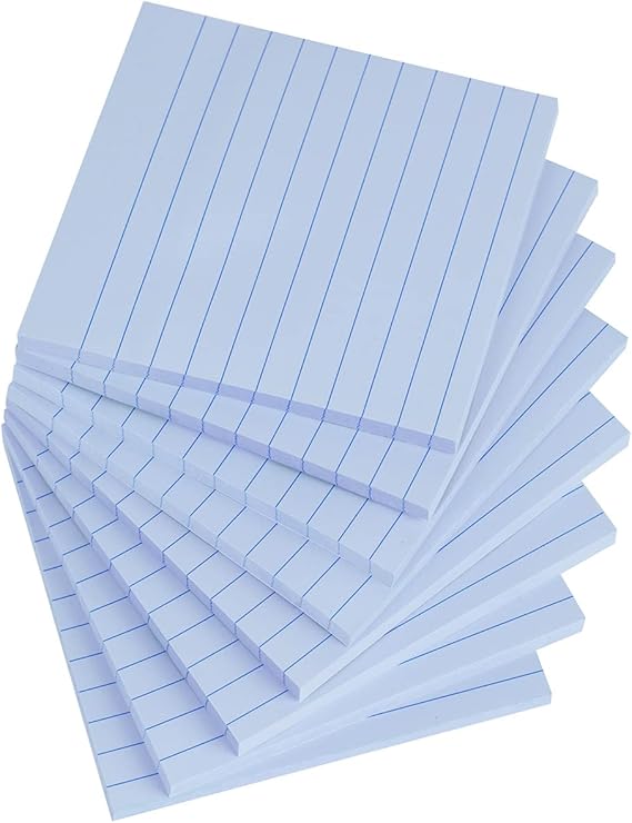 Amazon.com : Vanpad Lined Sticky Notes 4x4 Inches, Light Sky Blue Ruled ...