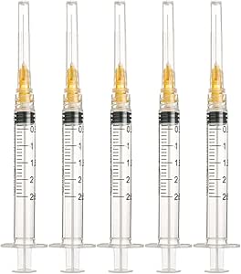 Amazon.com: Jeringa Luer Lock de 0.1 fl oz 25G 25mm/1inch con aguja, utilizada en laboratorio ...