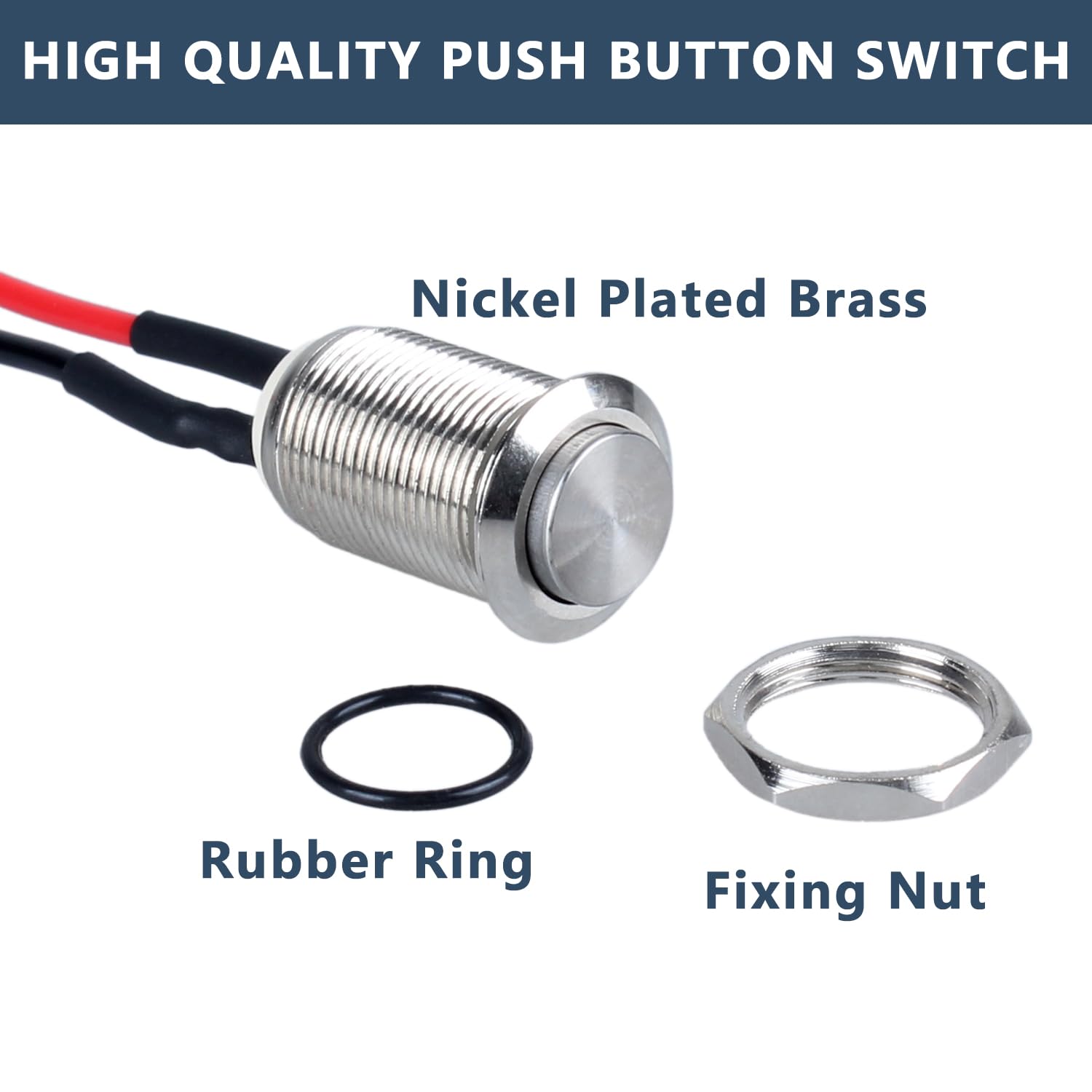 Snapklik.com : DMWD 2-Pack 12mm Latching Metal Waterproof Push Button ...