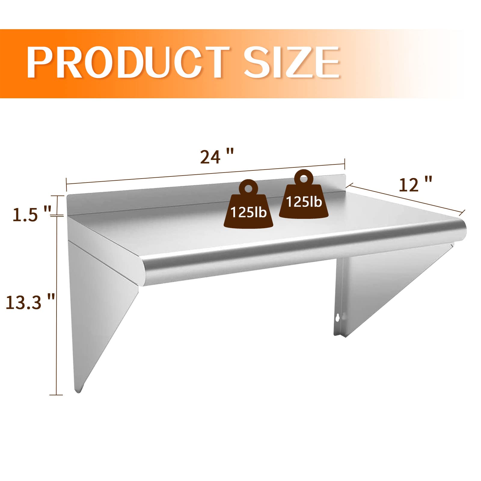 Snapklik.com : Commercial Stainless Steel Shelf 12 X 48 2 Pack, Wall ...