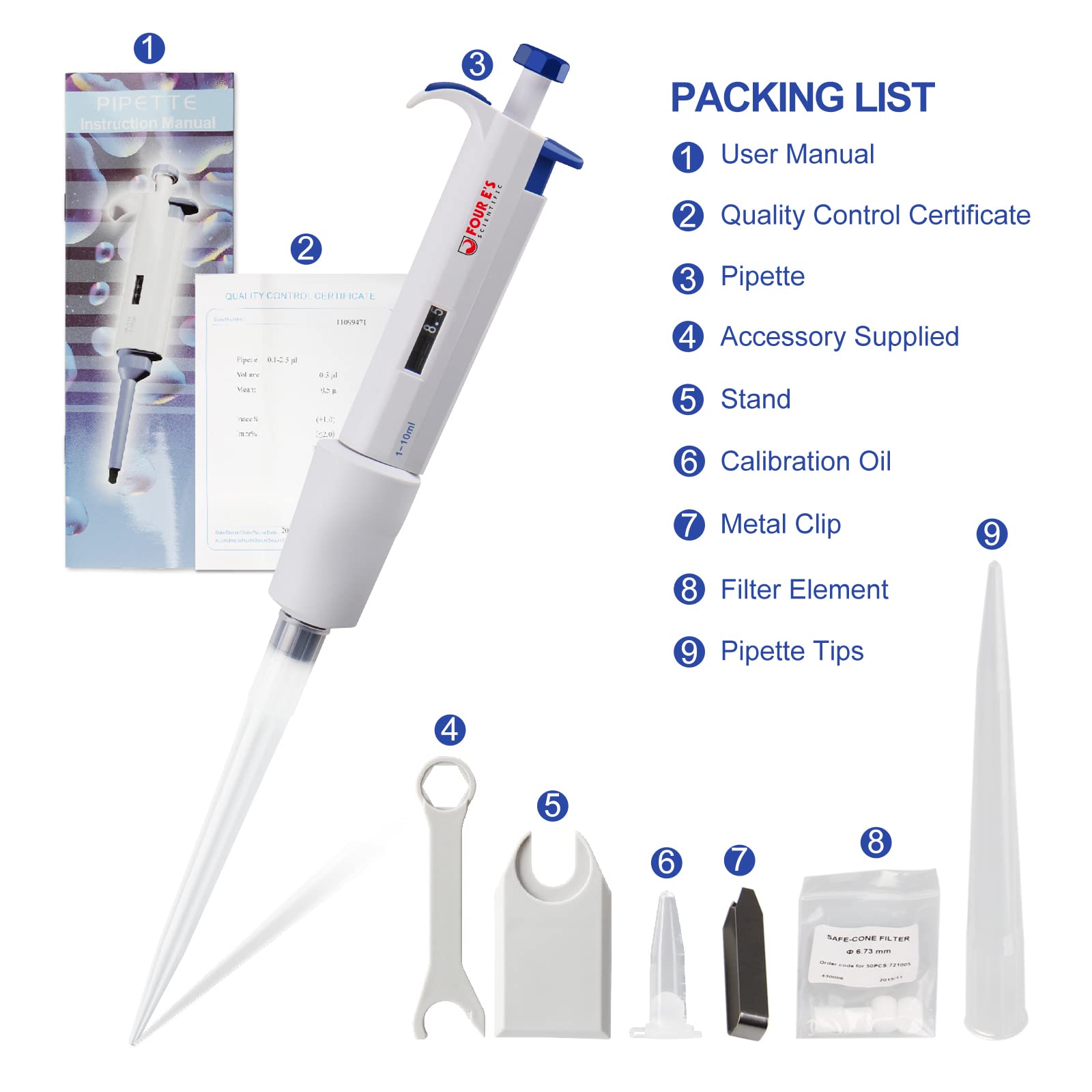 Snapklik.com : 10mL Micropipette, Four Es Scientific Lab Single Channel ...