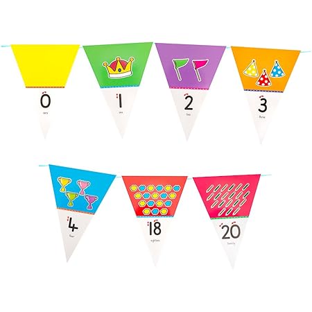 C.S. Kids 0-20 Number Bunting, Double-Sided Classroom Banner ...