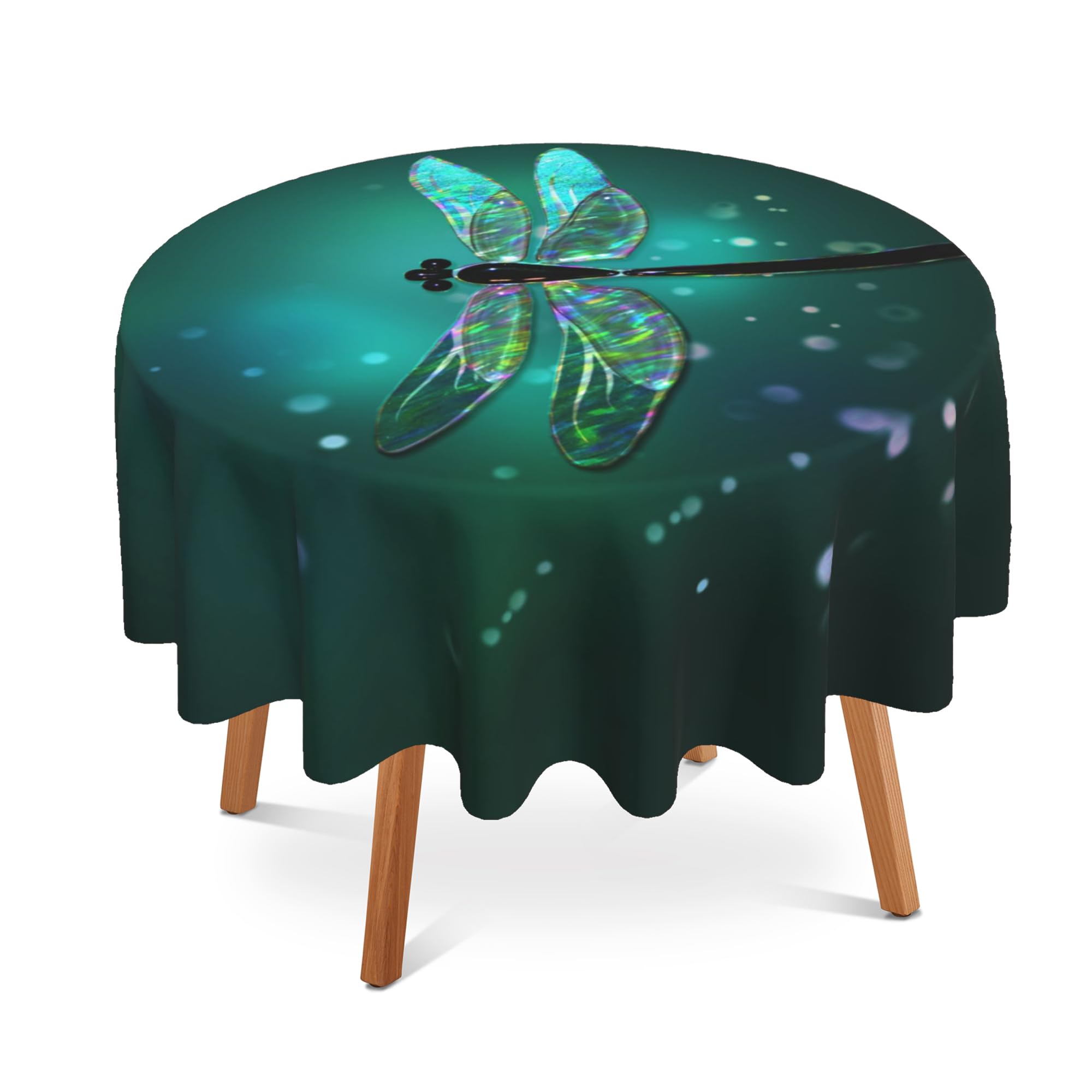 Amazon.com: UIUPRO 60 Inch Round Tablecloth,Colorful Glass Dragonfly ...