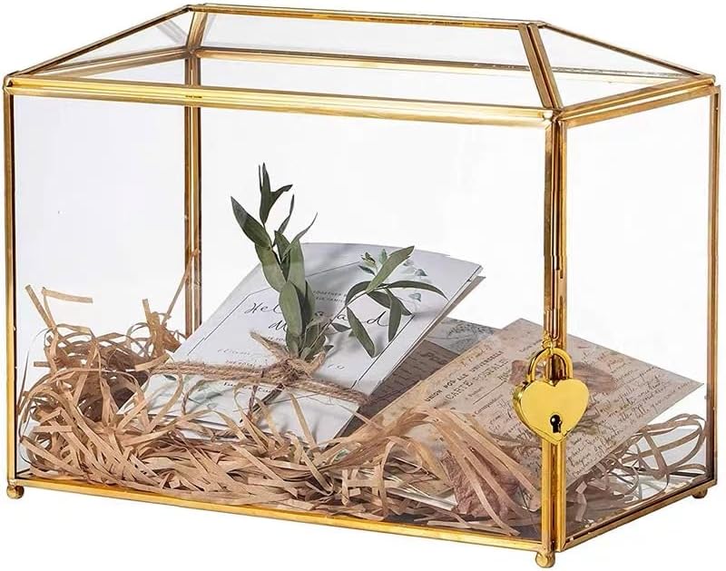 Amazon.com: WONTHAI Golden Glass Lidded Box Decorative Jewelry Display ...