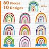 Amazon.com: 60 PCS Rainbow Cutouts, 10 Designs Colorful Bulletin Board ...