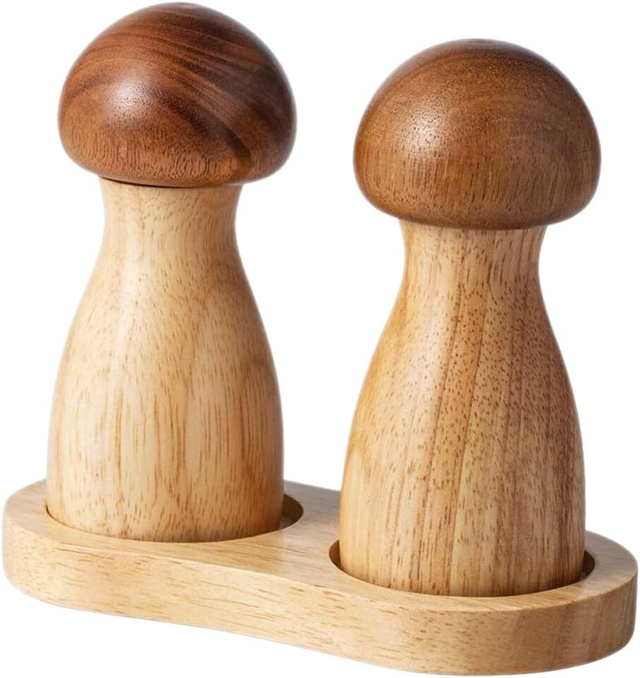 Amazon.com: Acacia Wood Salt and Pepper Set, Mushroom Shaped Pepper ...