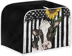 Amazon.com: Doojoayie Black American Flag,Cow and Sunflower 4 Slice ...