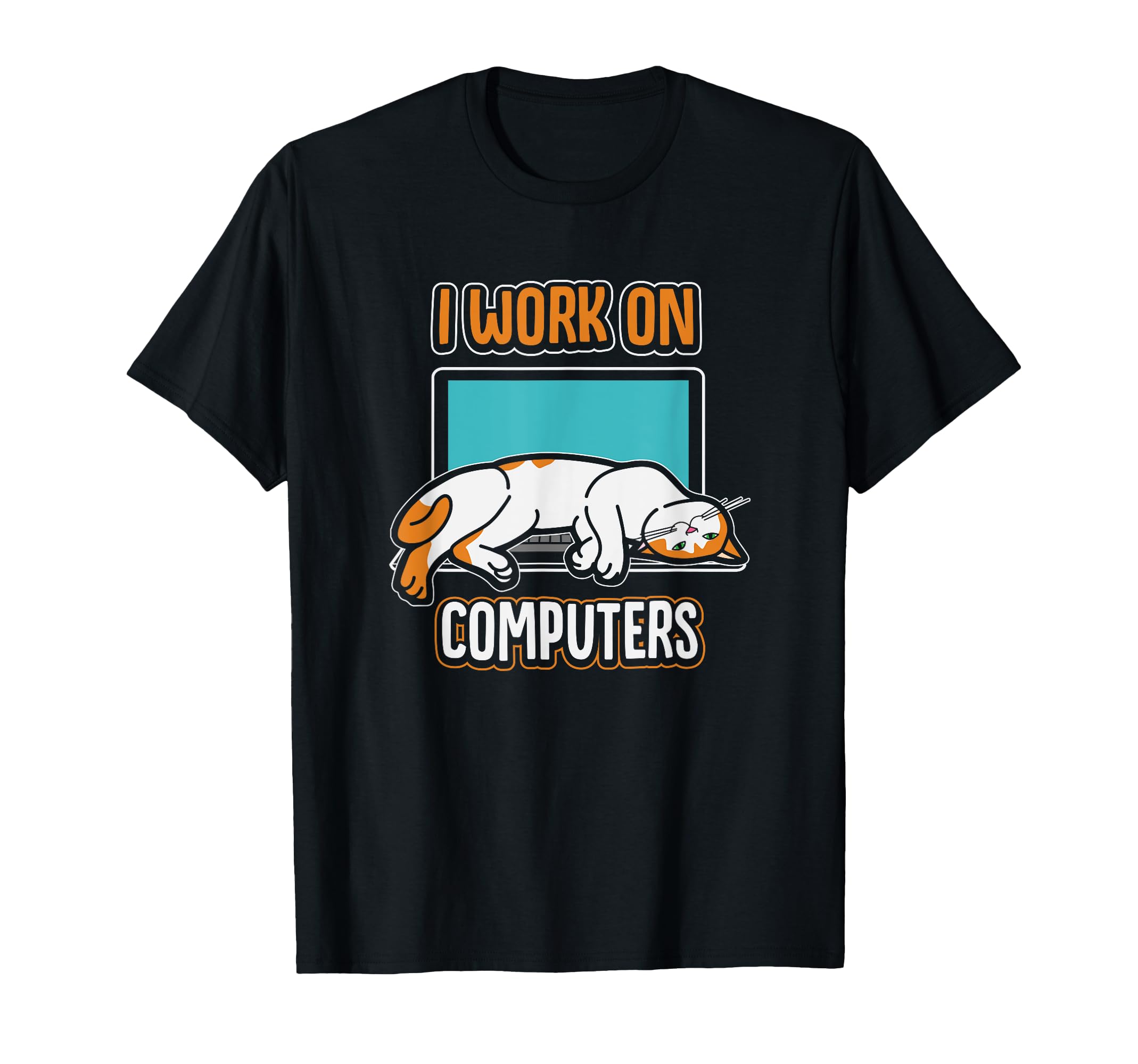 Amazon.com: Funny Cats and Computers Halloween Kitty for pet lovers T ...