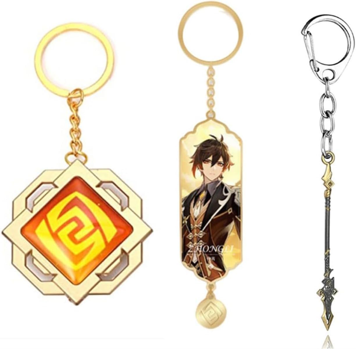 CROFFXLY 3PCS Genshin Key Chain Toy Impact Liyue Vision Geo Luminous ...