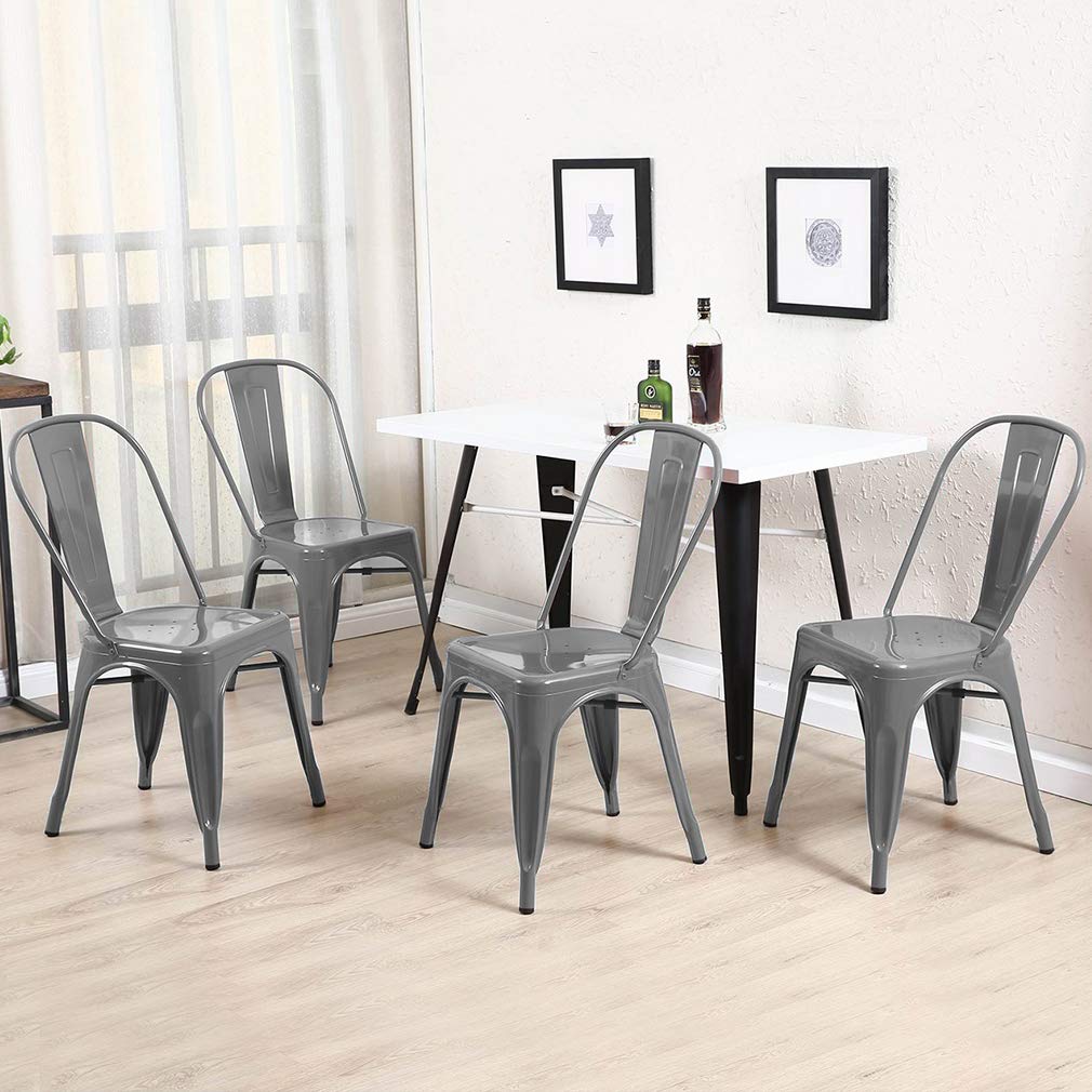 Snapklik.com : FDW Metal Dining Chairs Set Of 4 Indoor Outdoor Chairs ...