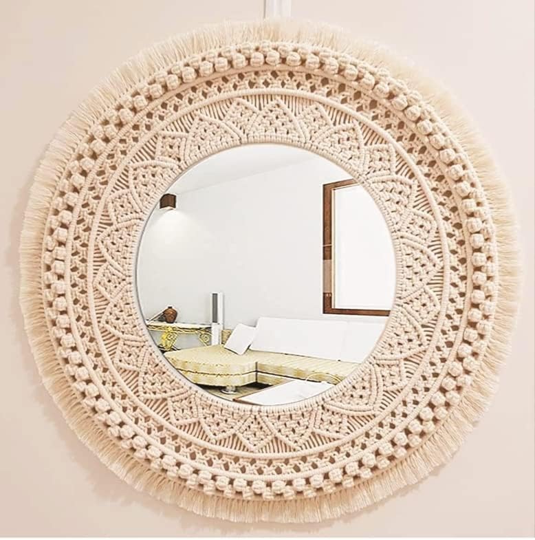 Buy ARSHLAZA Macrame Hanging Wall Mirror With Macrame Round Mirror Art ...
