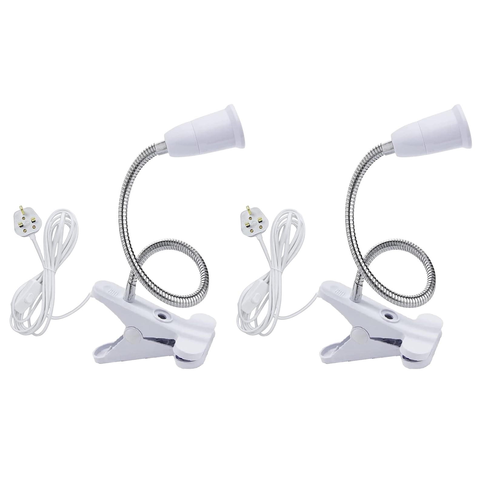 OMIGA 2 Pcs E27 Lamp Holder Clip on Bedside Desk Light with 20 cm Cable ...