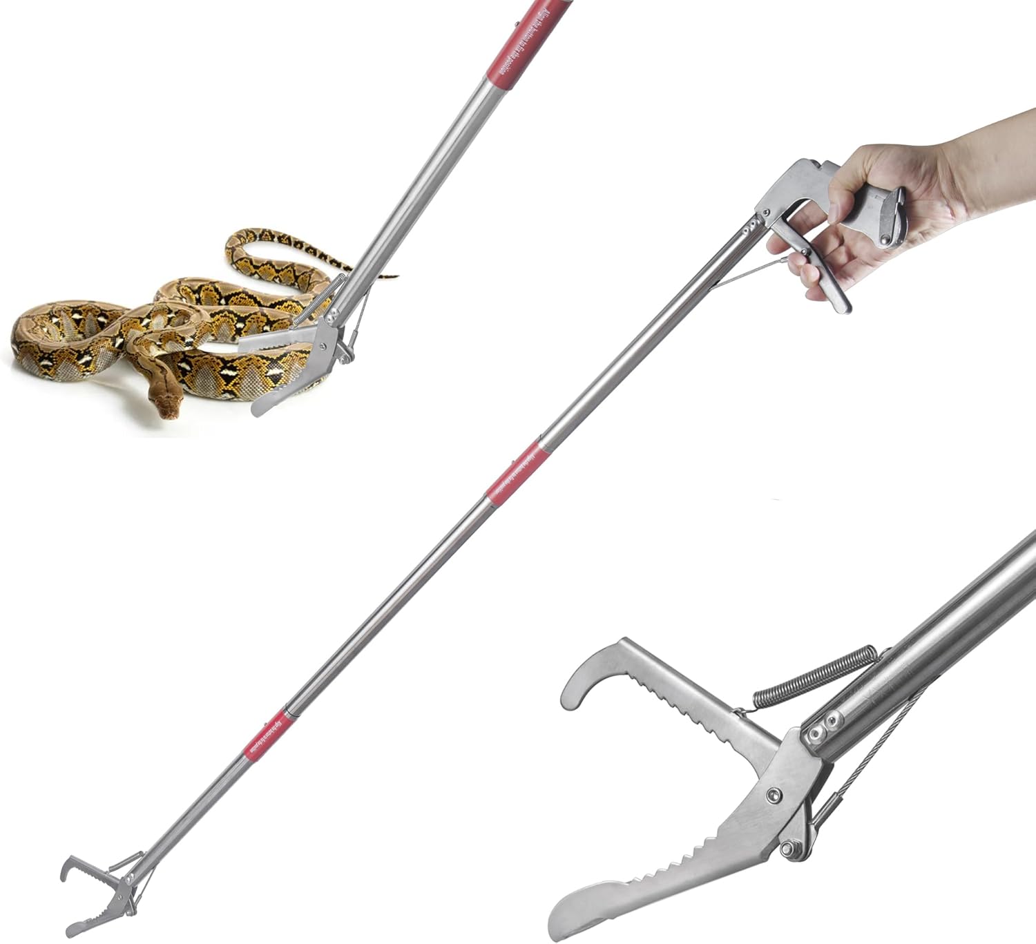 50"Snake Grabber Tool,Collapsible 3 Sections Snake Stick,Folded 17 Inch ...