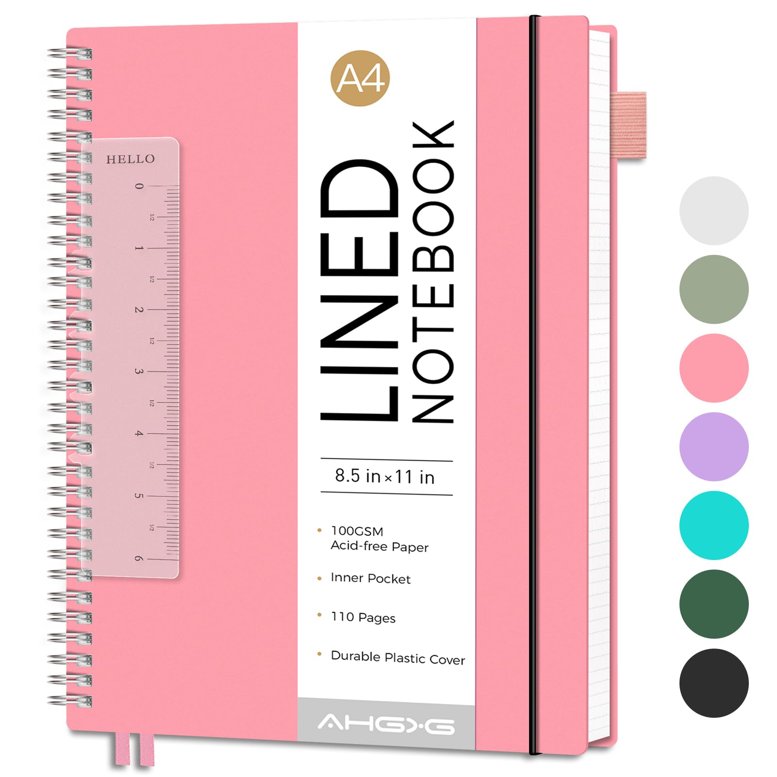 Amazon.com : AHGXG Lined Spiral Notebook 8.5" x 11", A4 Large Notebook ...