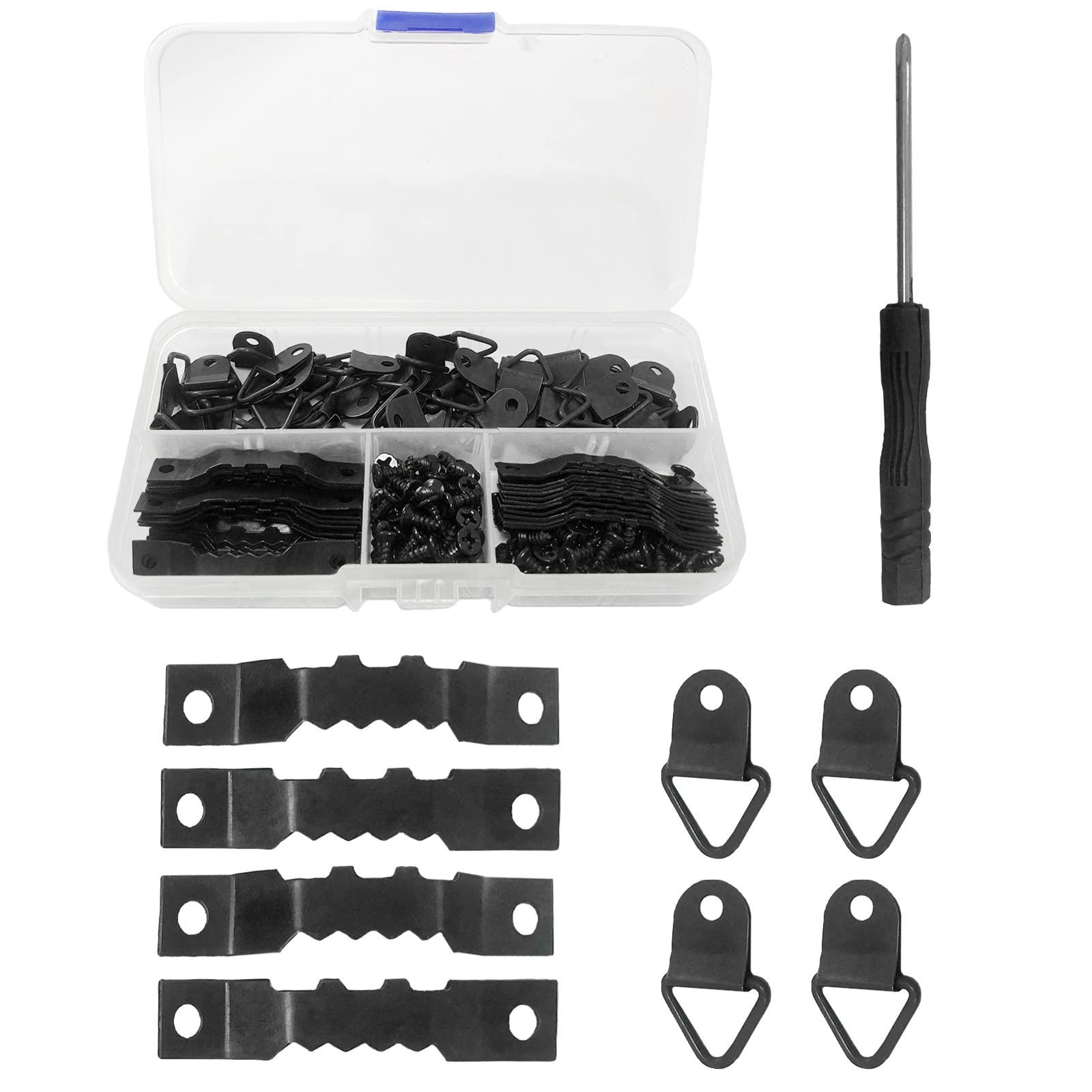251 Pcs Black Sawtooth Picture Frame Hanging Set,Multifarious Picture ...