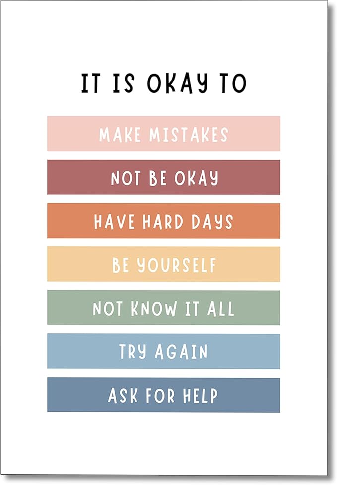 Amazon.com: It's Okay To Not Be Okay Poster, Boho Classroom Wall Art ...
