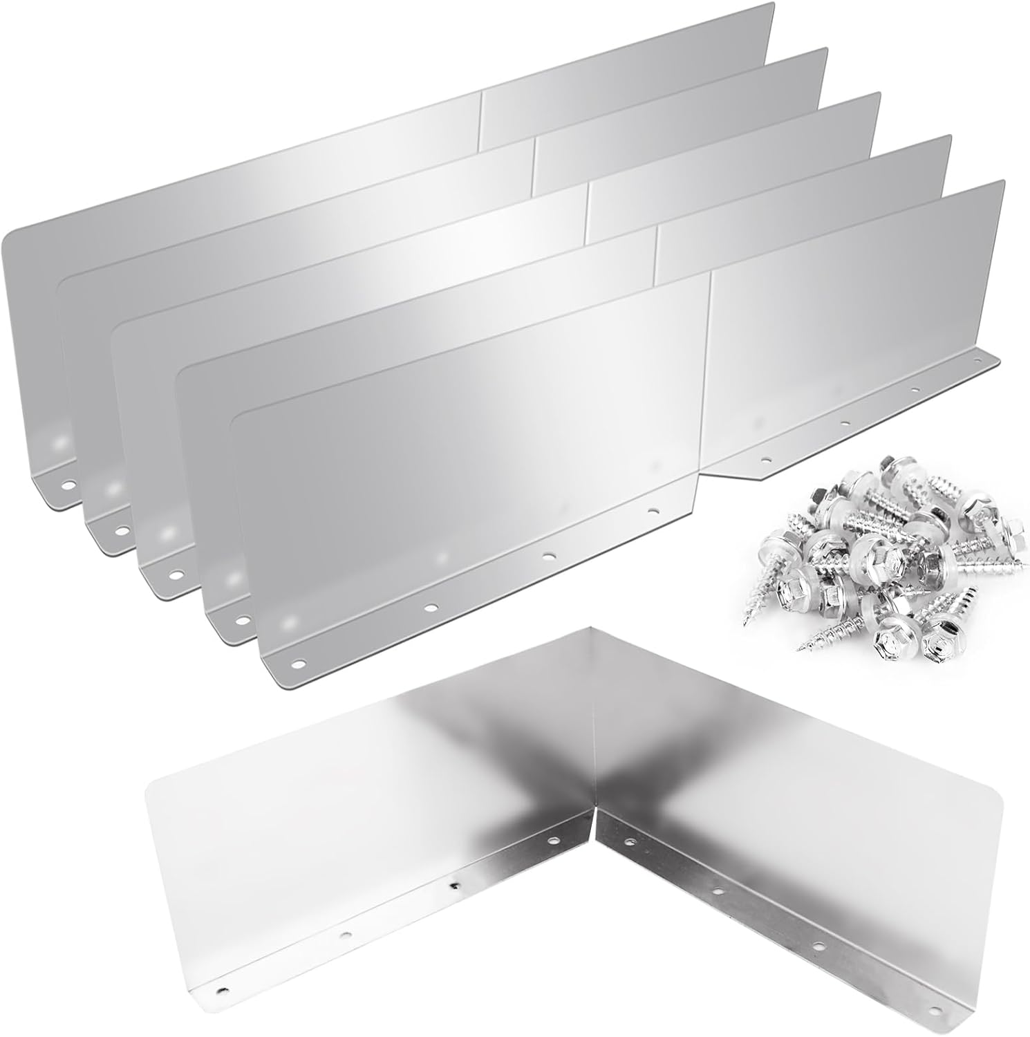 MUXHEL 6 Pcs Gutter Splash Guards, Silver Aluminum Gutter Roof Rain ...