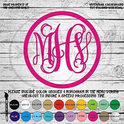 Amazon.com: Outline Circle Monogram Vinyl Die Cut Decal Sticker for Car ...