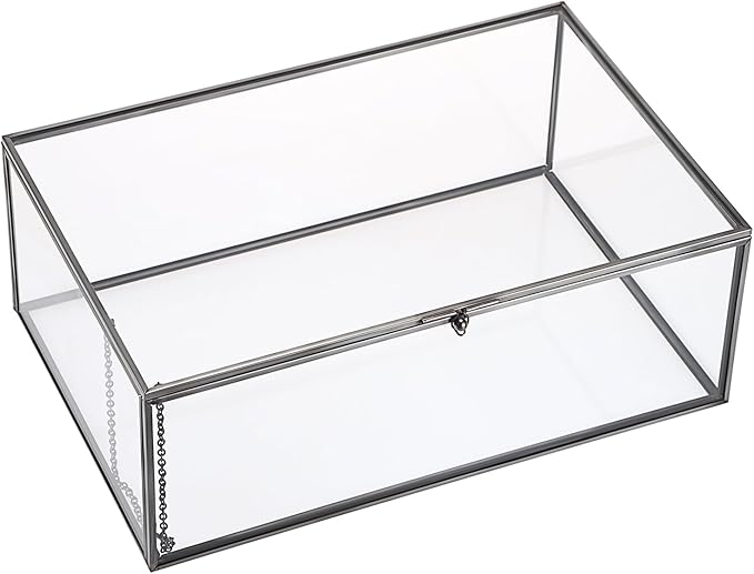 Amazon.com: Hipiwe Vintage Glass Box with Lid - Rectangle Jewelry ...
