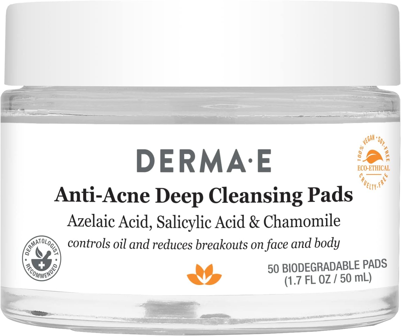 Amazon.com : DERMA E Anti-Acne Deep Cleansing Acne Pads, 50 Exfoliating ...