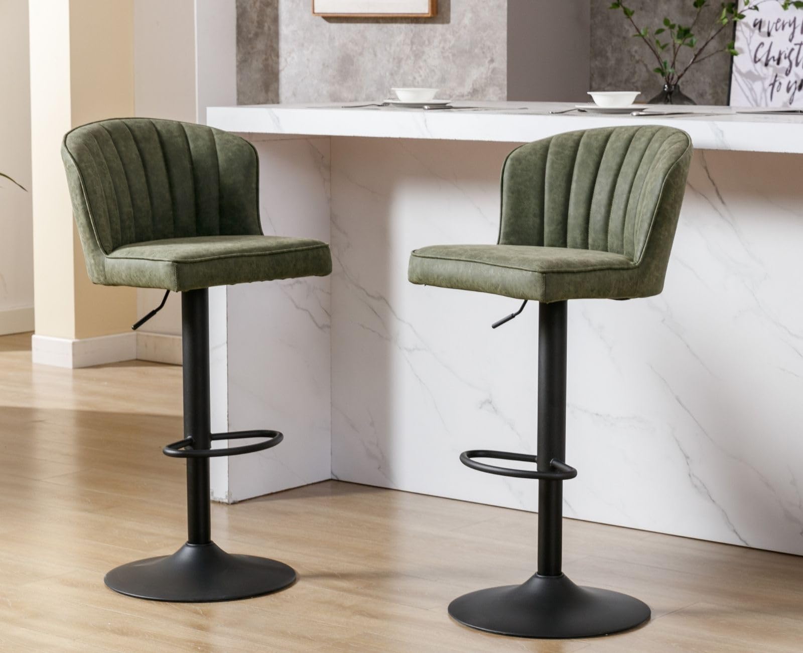 CIMOTA Swivel Bar Stools Set of 2 Modern Island Chairs Leather Bar ...
