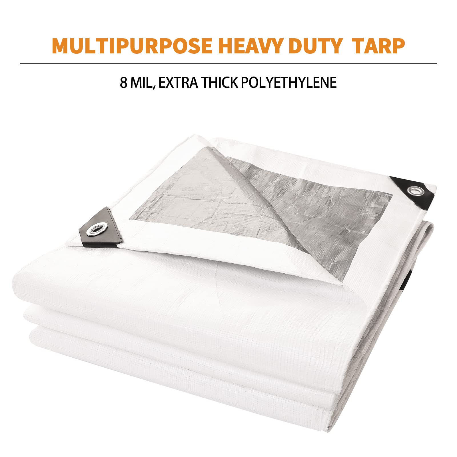 [10'X20'] RSW Heavy Duty Waterproof 8 Mil. Reversible (White/Silver ...