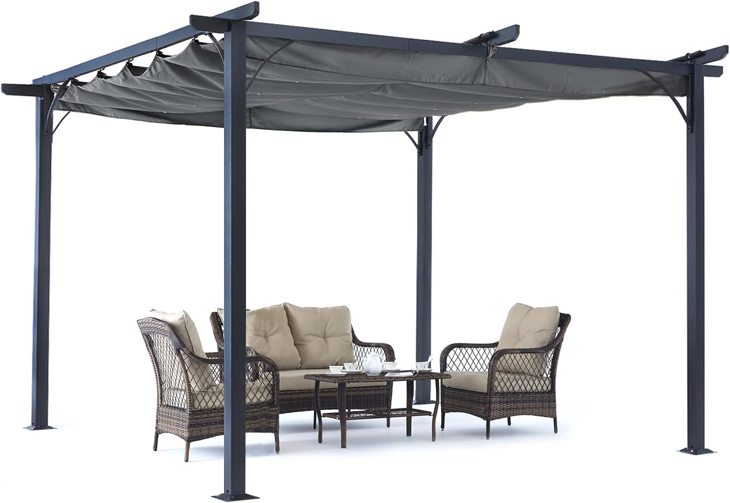 Amazon.com : Patio Pergola with Retractable Shade - ABCCANOPY 10x10 ...