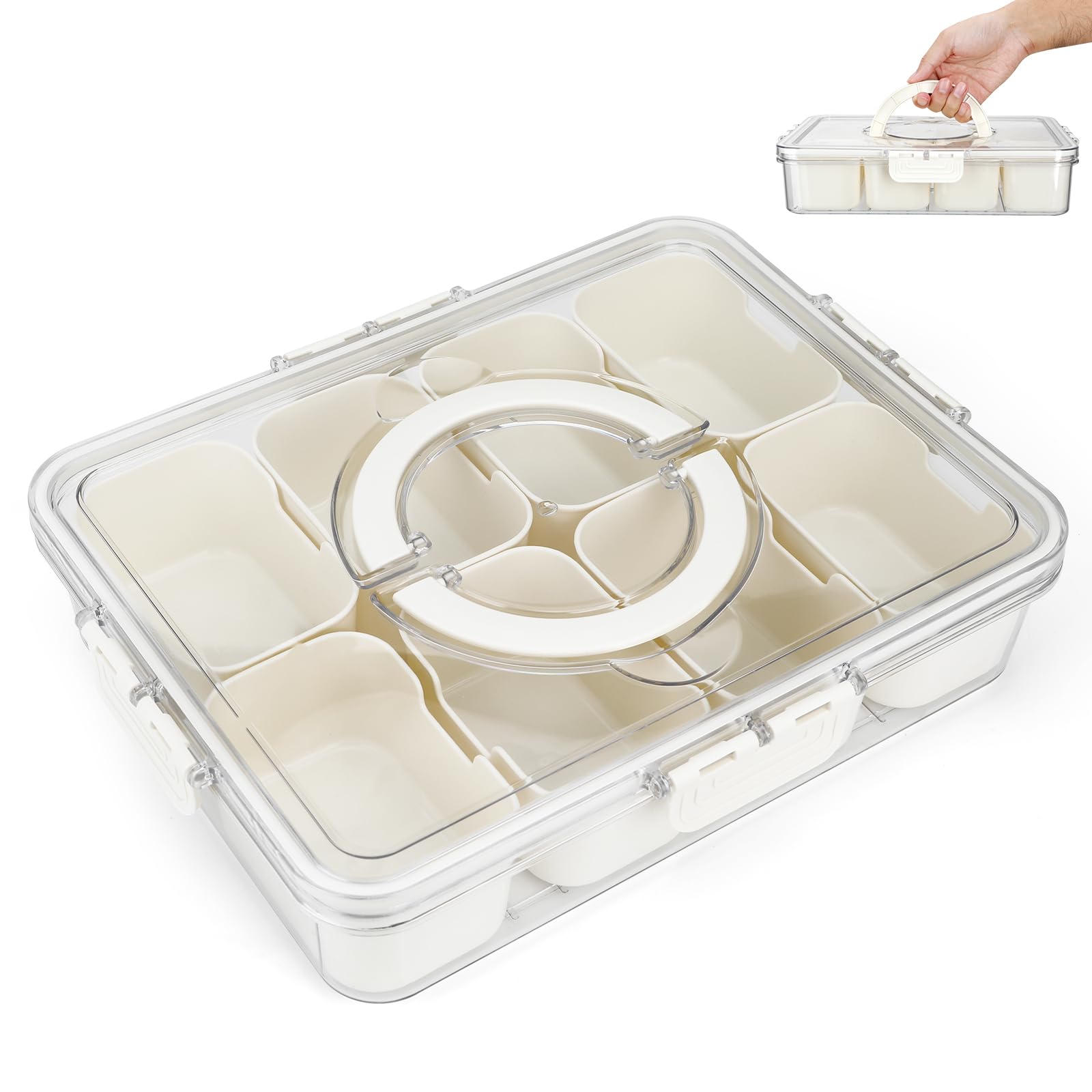 Amazon.com | CONNOVA Divided Serving Tray with Lid and Handle, Snack ...
