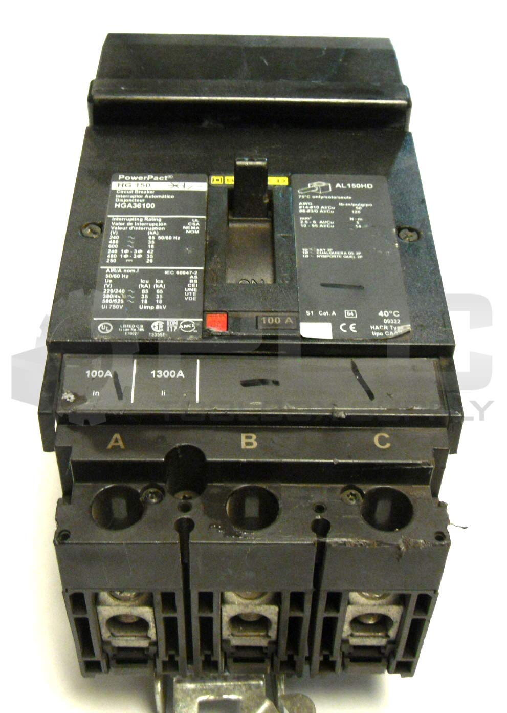 Square D HGA36100 I-Line Disyuntor de 3 polos 100 amperios 480 voltios ...