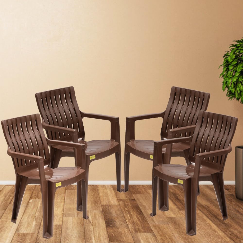 Patiofy Plastic Chair Set of 4/ Plastic Chair for Living Room, Outdoor ...