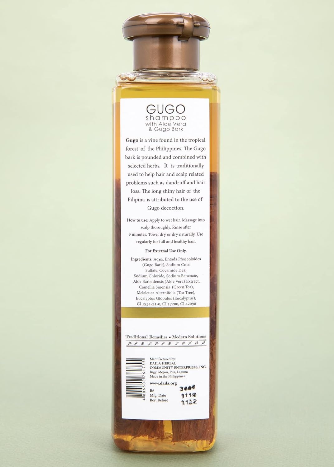 Daila Herbal Champú Gugo con aloe vera y corteza de gugo, 8.5fl oz ...