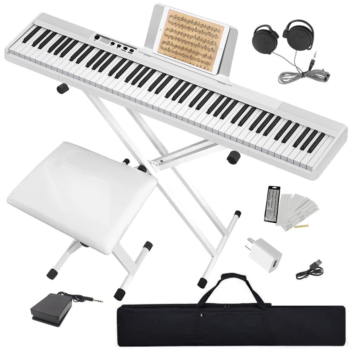 Amazon.com: Longeye Piano Keyboard Set, Semi Weighted Digital Piano ...