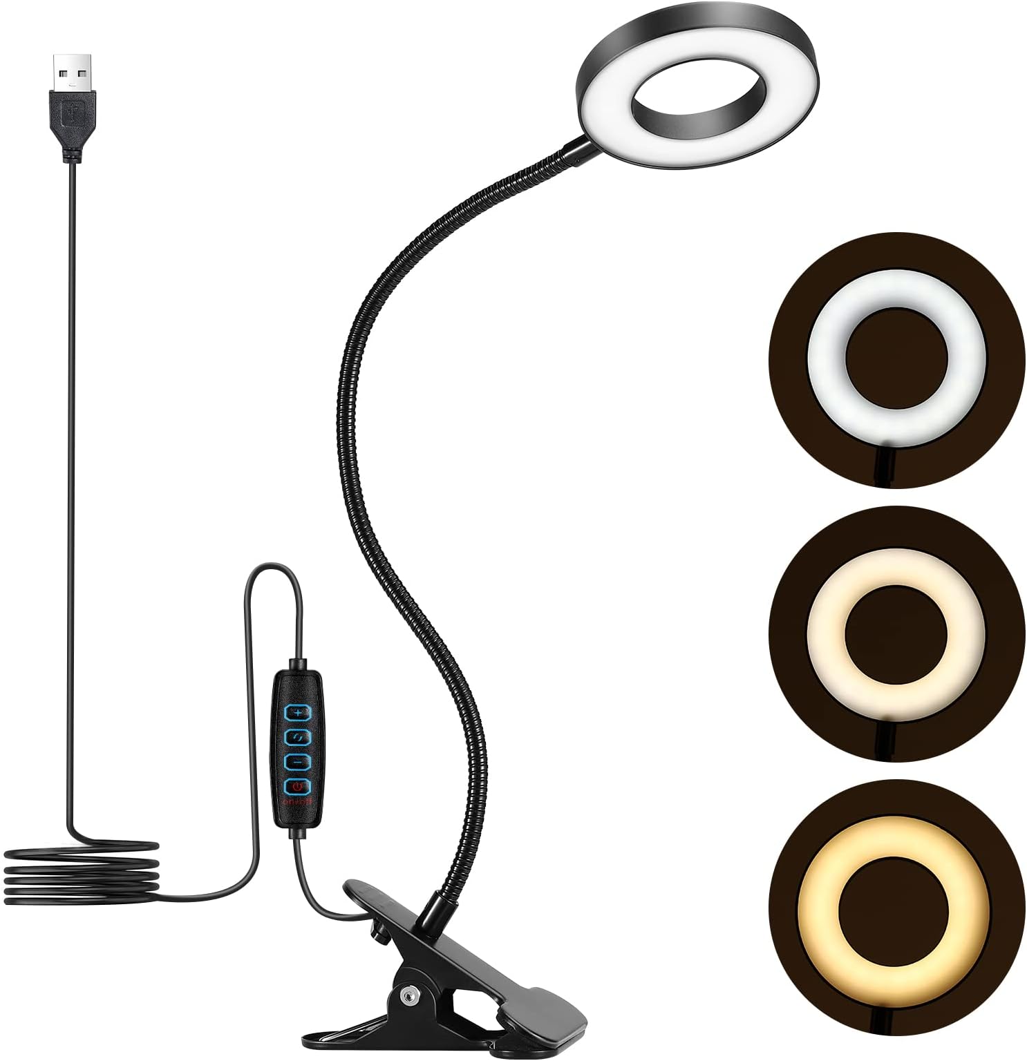UNIFUN Clip On Reading Light, 3 Colors & 10 Dimmable Brightness, 48pcs ...