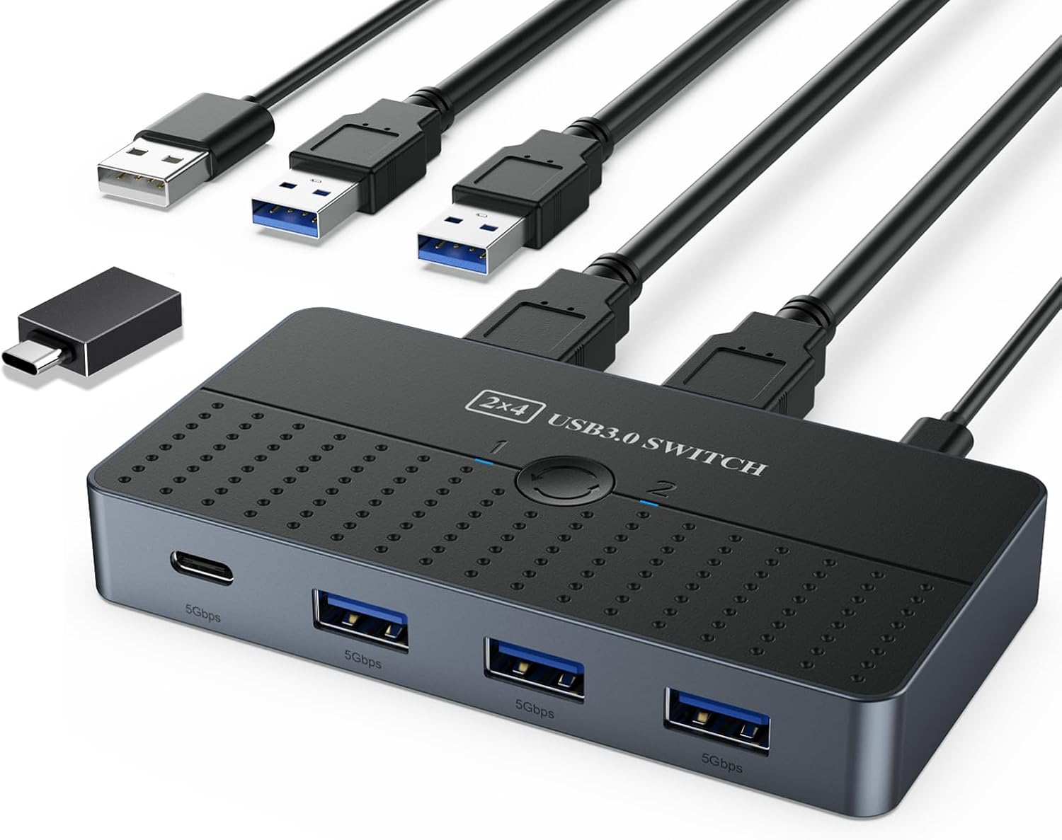 Amazon.com: USB 3.0 Switch Hub, High Speed 2 Computer 4-Port USB C & A ...