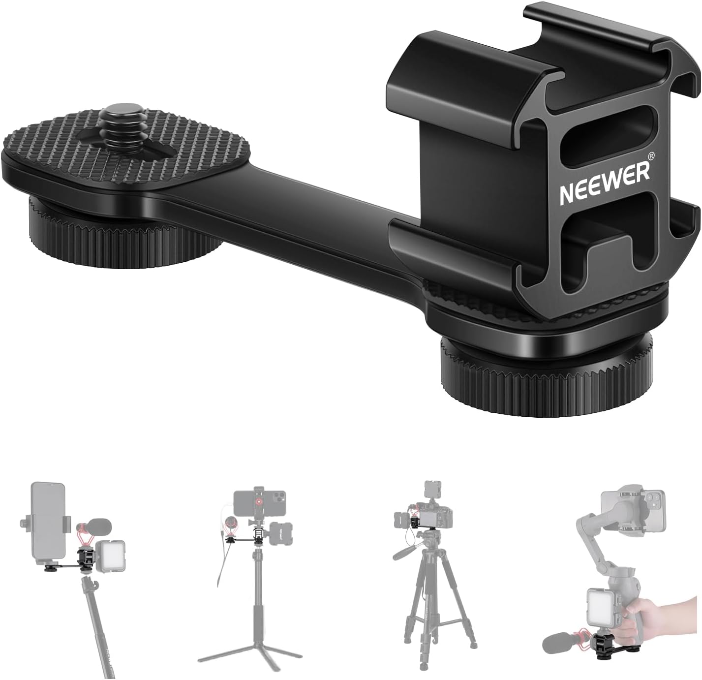 Amazon.com : NEEWER PT-3 Triple Cold Shoe Mount with Extension Bar Set ...