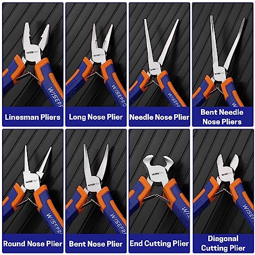 WISEPRO 8-Piece Mini Pliers Set for Precision Work, Including Long Nose ...