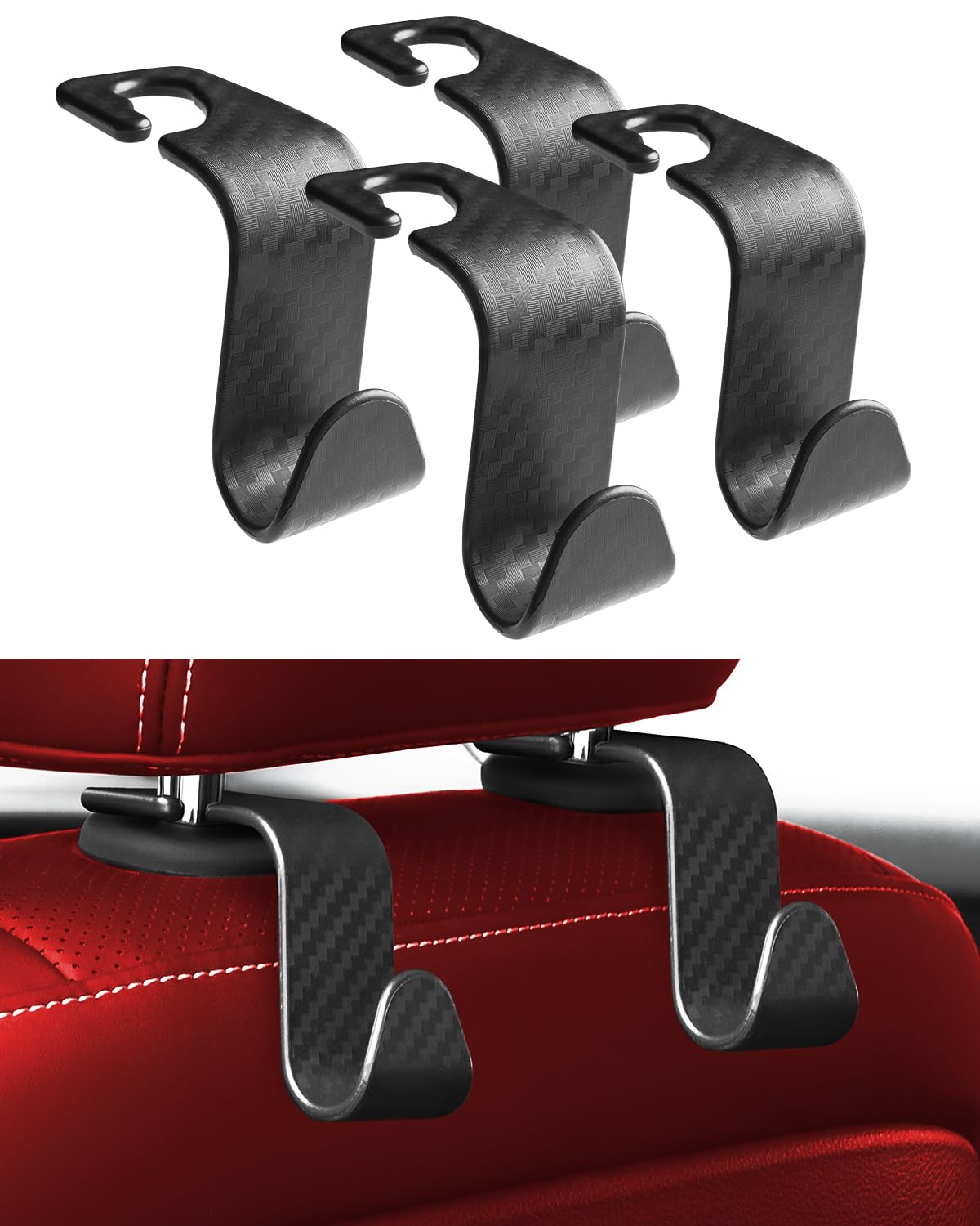 Amazon.com: 4 Pack Car Headrest Hooks | Car Purse Hook | Car Bag Hook ...