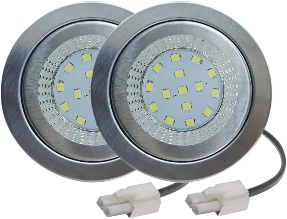 2-Pack 1.5W LED Cooker Range Hood Bulb Light 12V DC 60mm Hole Closet ...