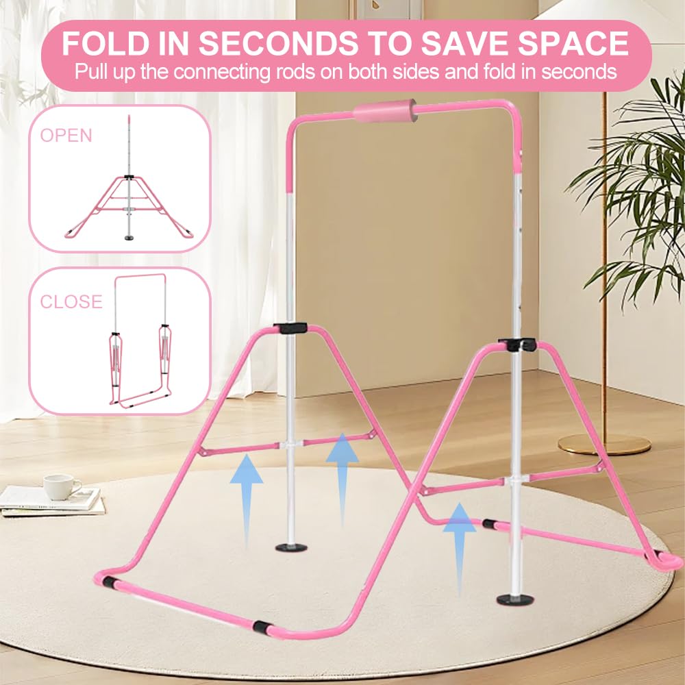 Snapklik.com : Expandable Gymnastics Bar For Kids, Adjustable Height ...