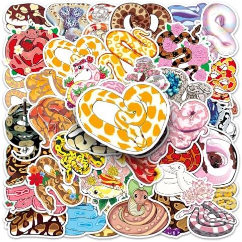 Amazon.com: 50Pcs Snake Stickers Vinyl Cute Cartoon Animal Stickers for ...