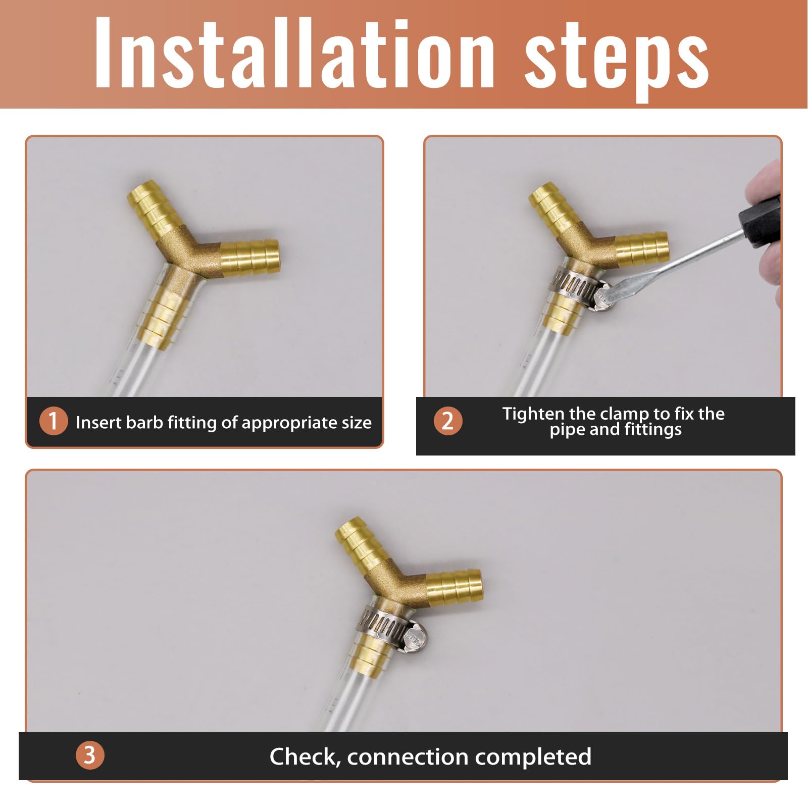 Snapklik.com : 3/8” Hose Barb Fitting Y Shaped 3 Way Union, Brass ...