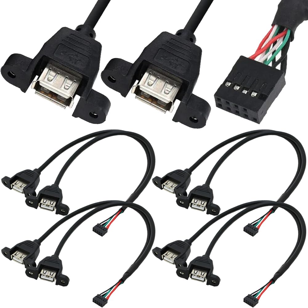 Xiatiaosann 9Pin USB Header to Dual USB Cable, Dual USB A 2.0 Female to ...