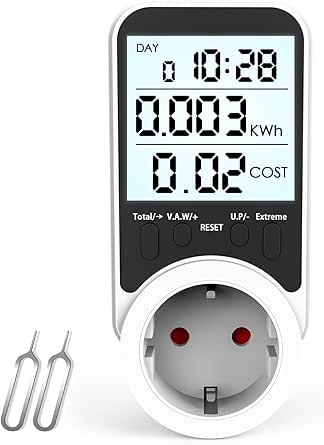 KAEFUYS Power Consumption Meter Rechargeable Electrical Monitor with ...