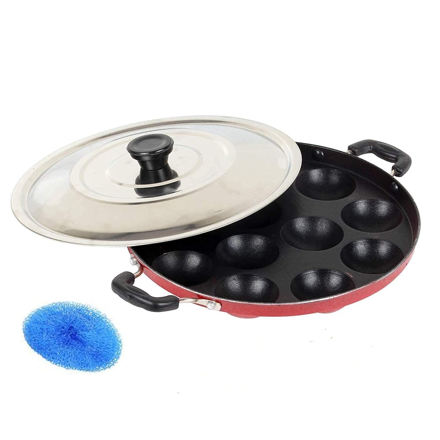Buy SWAURSAHA Non Stick Aluminum 12 Cavity Appam Patra with Stainless ...