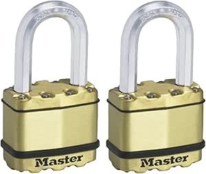 Amazon | MasterLock Excell Brass Finish 50mm Padlock - 38mm Shackle Keyed Alike x 2 | 補助錠・錠前