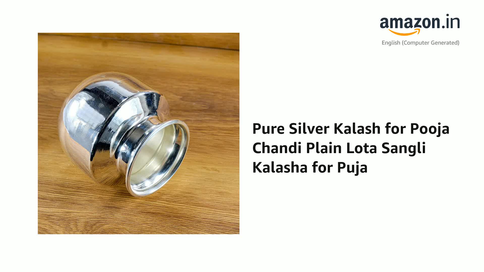 Watch Pure Silver Kalash for Pooja Chandi Plain Lota Sangli Kalasha for ...