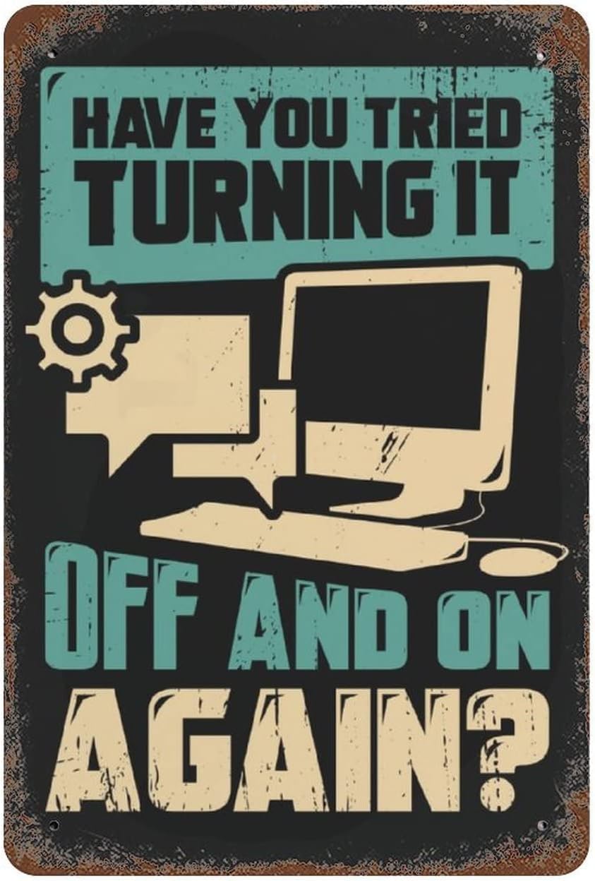 Amazon.com: Eletina Retro Metal tin Sign Tech Support Design Sign Funny ...