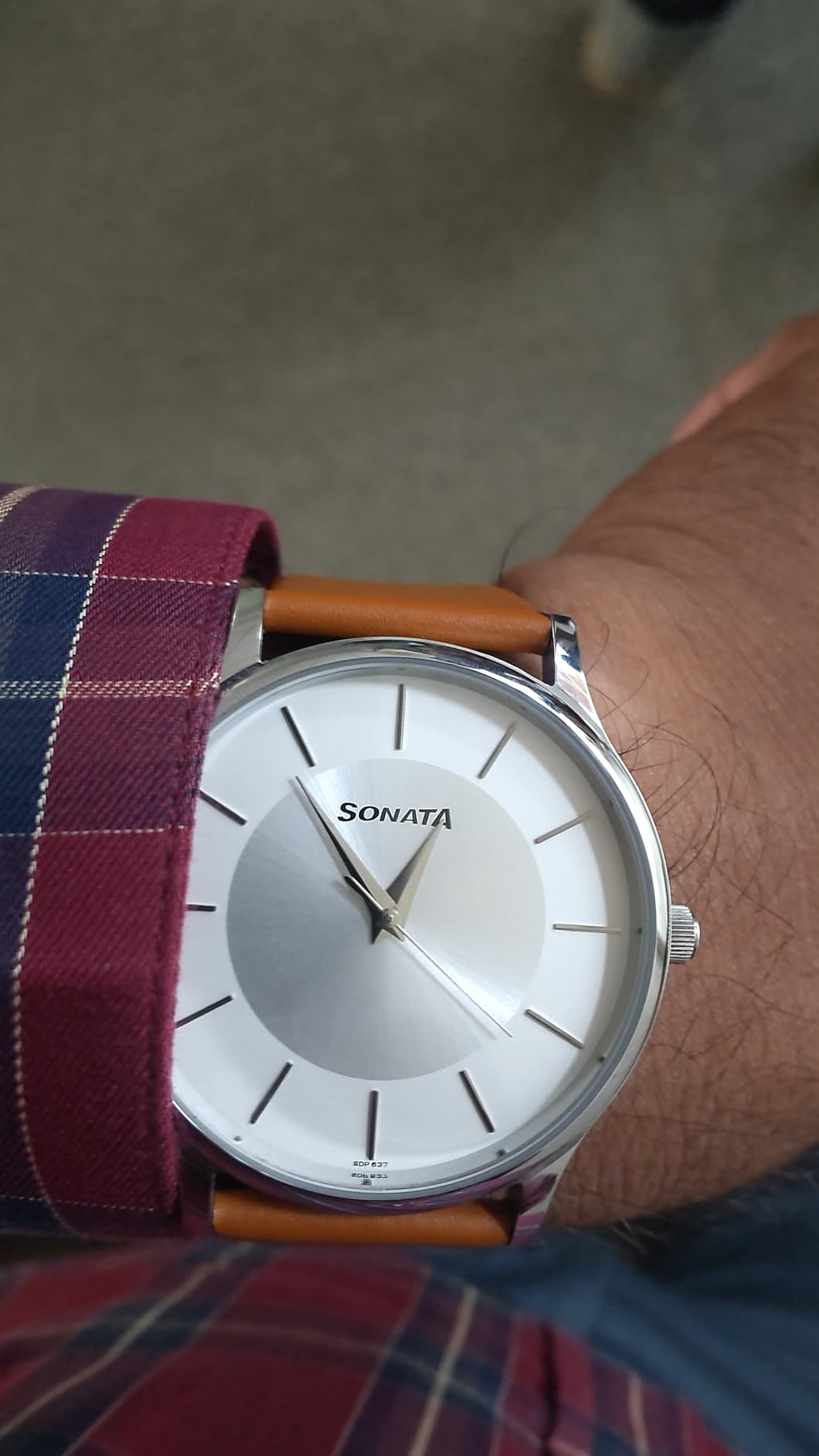 Sonata Aspire Quartz Analog Silver Dial Tan Leather Strap Watch for Men ...