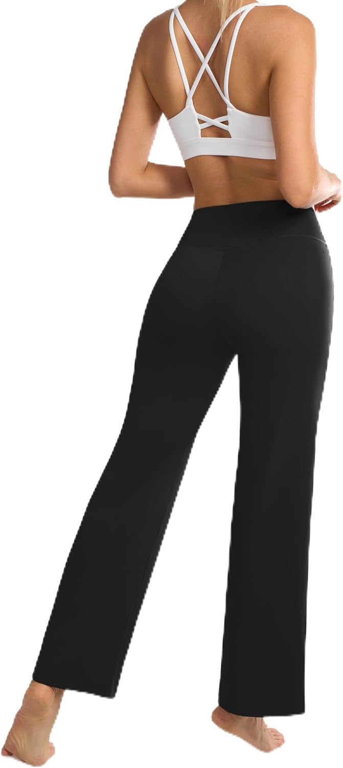 Amazon.com: Maxbee Women's Yoga Pants V Crossover Wide Leg Pants High ...